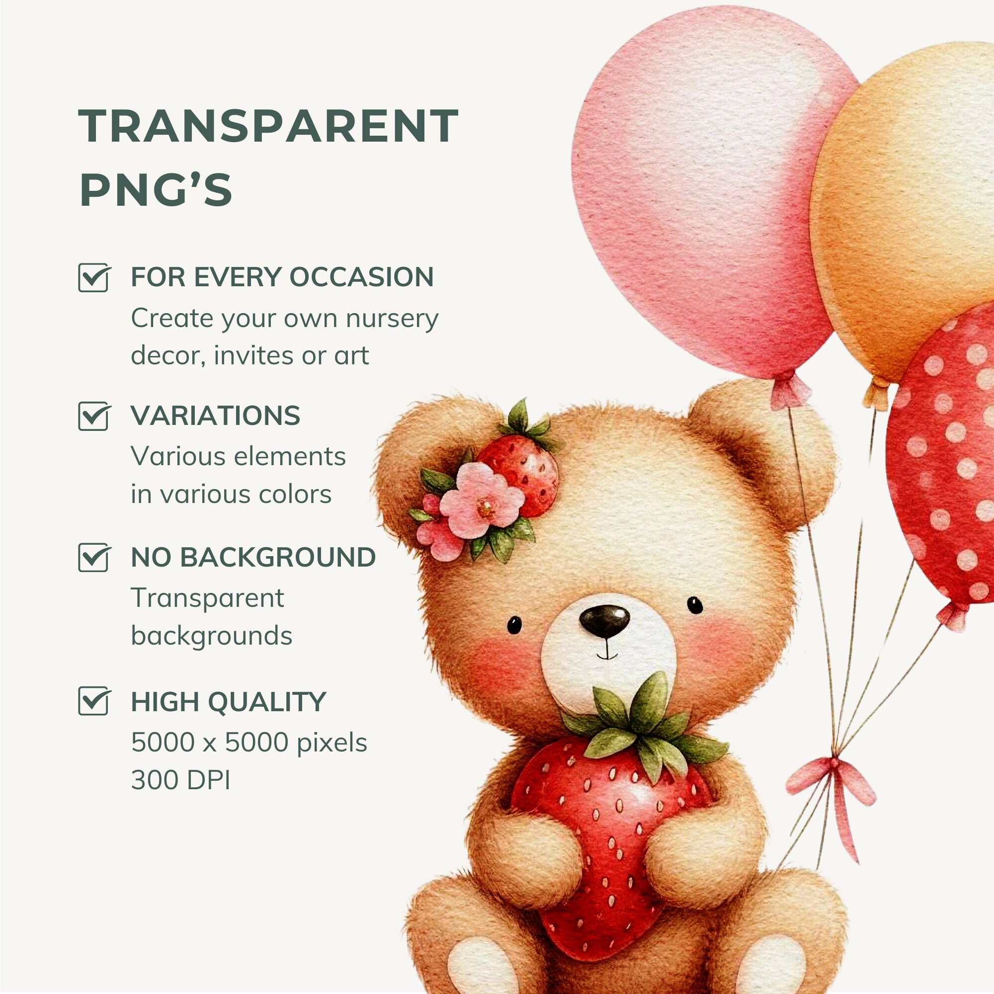 Watercolour Strawberry Clipart Cute Berry First Birthday Clipart Bundle ...