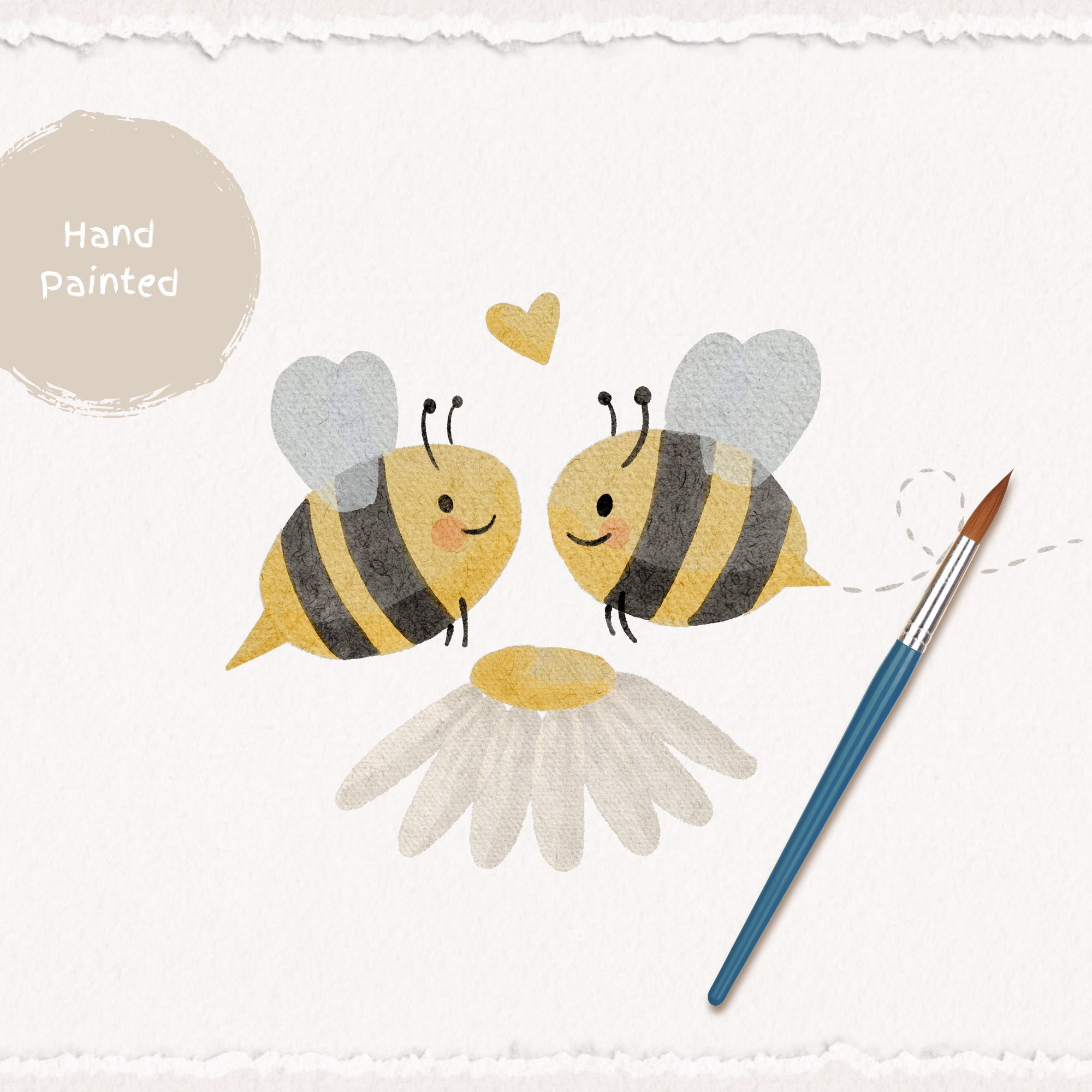 Boho Bee and Daisy Clipart Hello Spring Clip Art Handpainted Watercolor ...