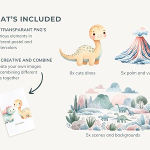 Cute Dinosaurs Clip Art Watercolor Clipart Dino Girls Nursery Dino ...