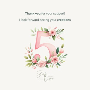 Watercolor Floral Numbers Collection Clipart Pink Flowers Planner ...
