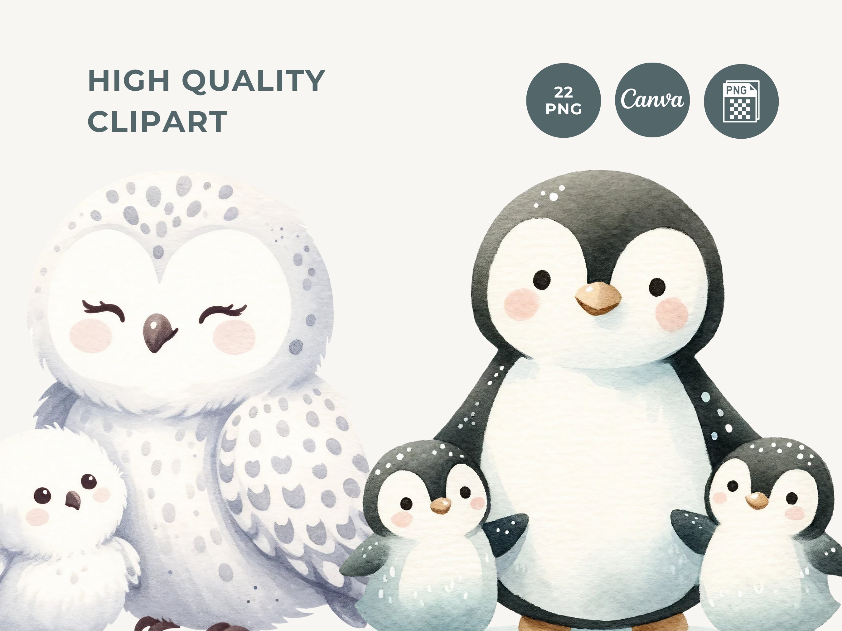 Watercolor Arctic Clipart, Winter Wonderland, Artic Animals Clipart ...