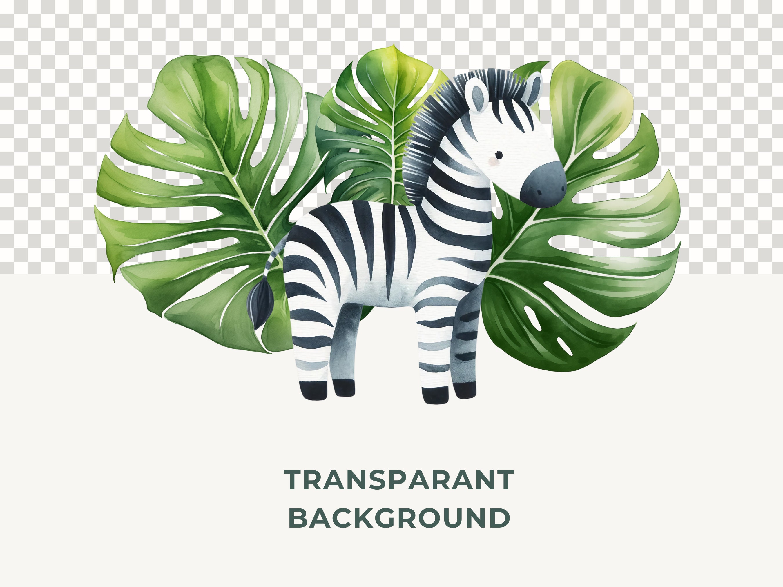 Cute Jungle Animals Clipart, Safari Baby Animal PNG, Watercolor Animal ...