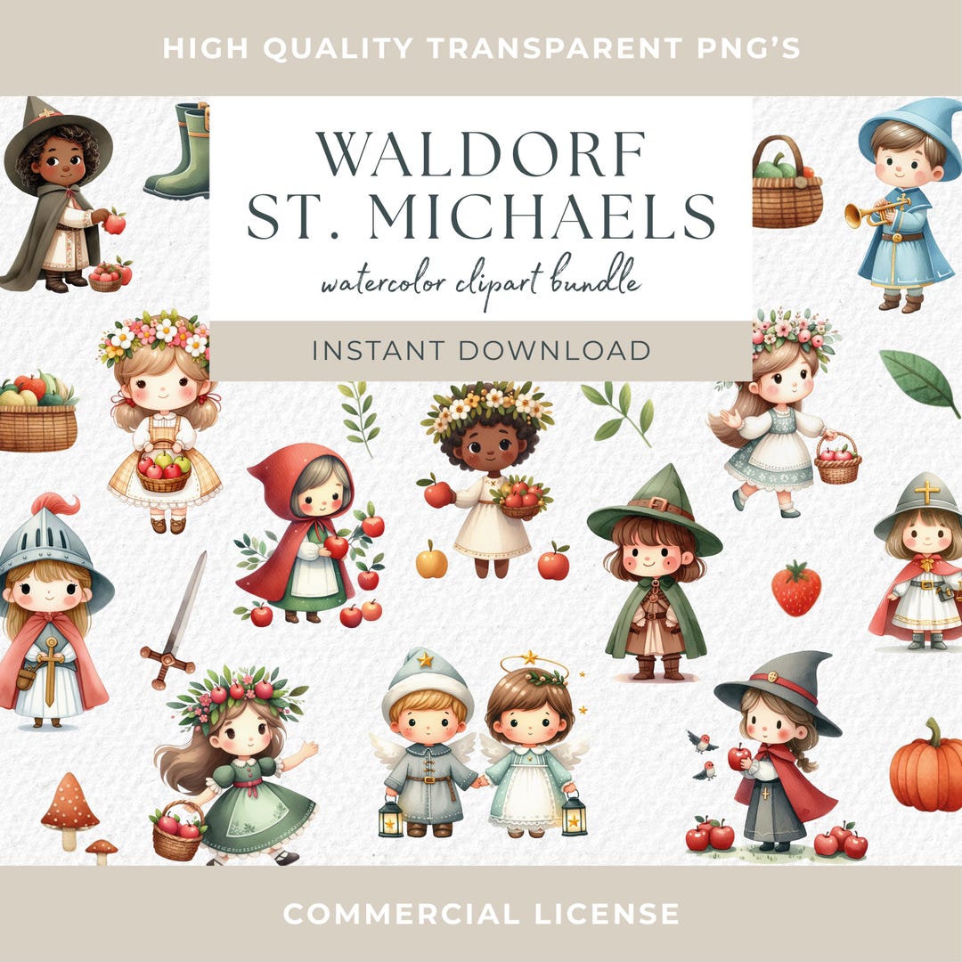 Watercolor Waldorf Fall Clipart Bundle Saint Michaels Celebration ...