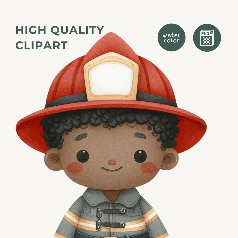 Boy Firefighter Clipart Bundle Watercolor Fire Department PNG Firemen ...