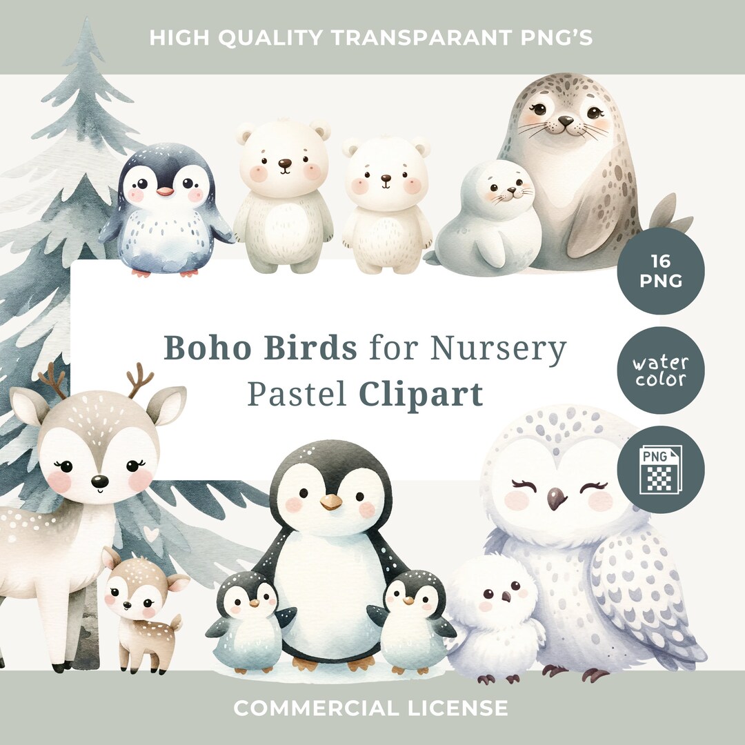 Watercolor Arctic Clipart, Winter Wonderland, Artic Animals Clipart ...