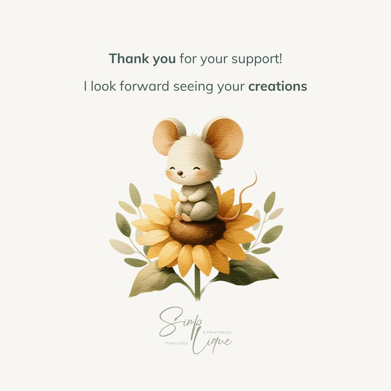 Mouse and Sunflower Clipart Set of 18, Spring and Summer Sun Flower PNG ...