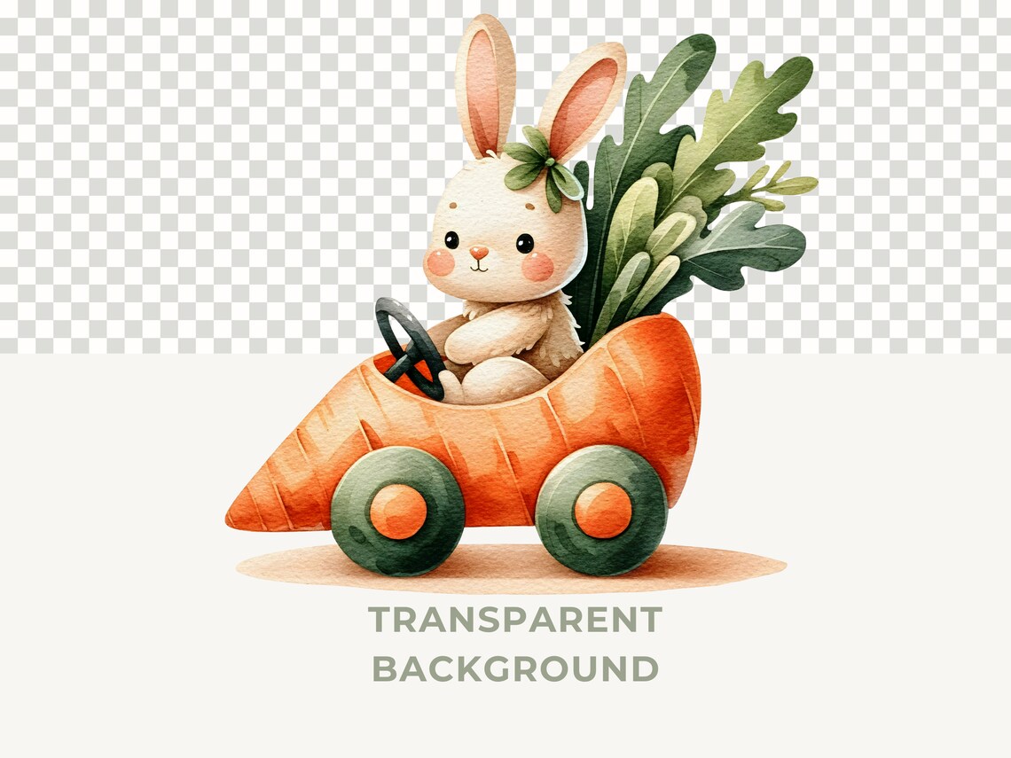 Cute Easter Bunny Carrot Clipart Bundle Easter Rabbit PNG Spring ...