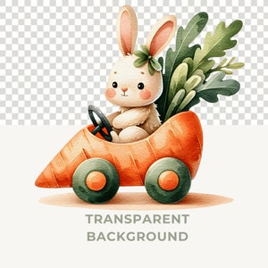 Cute Easter Bunny Carrot Clipart Bundle Easter Rabbit PNG Spring ...