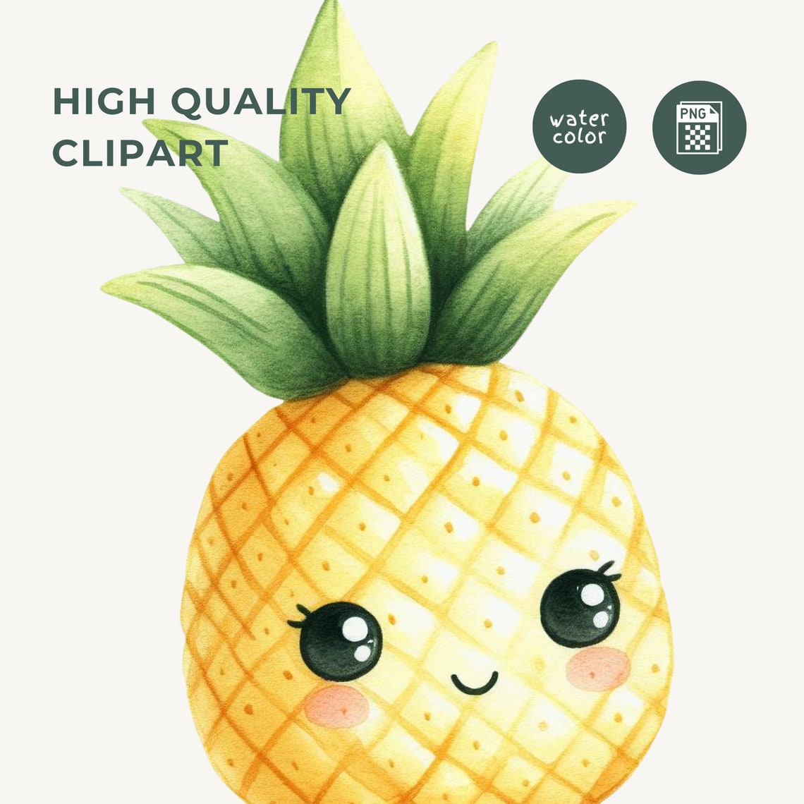 Kawaii Fruits Cute Fruits Icons Instant Download Happy Fruit Stickers ...