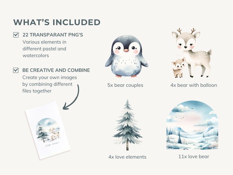 Watercolor Arctic Clipart, Winter Wonderland, Artic Animals Clipart ...