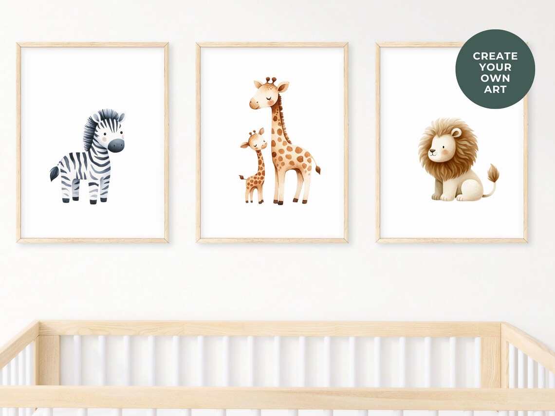 Cute Jungle Animals Clipart, Safari Baby Animal PNG, Watercolor Animal ...