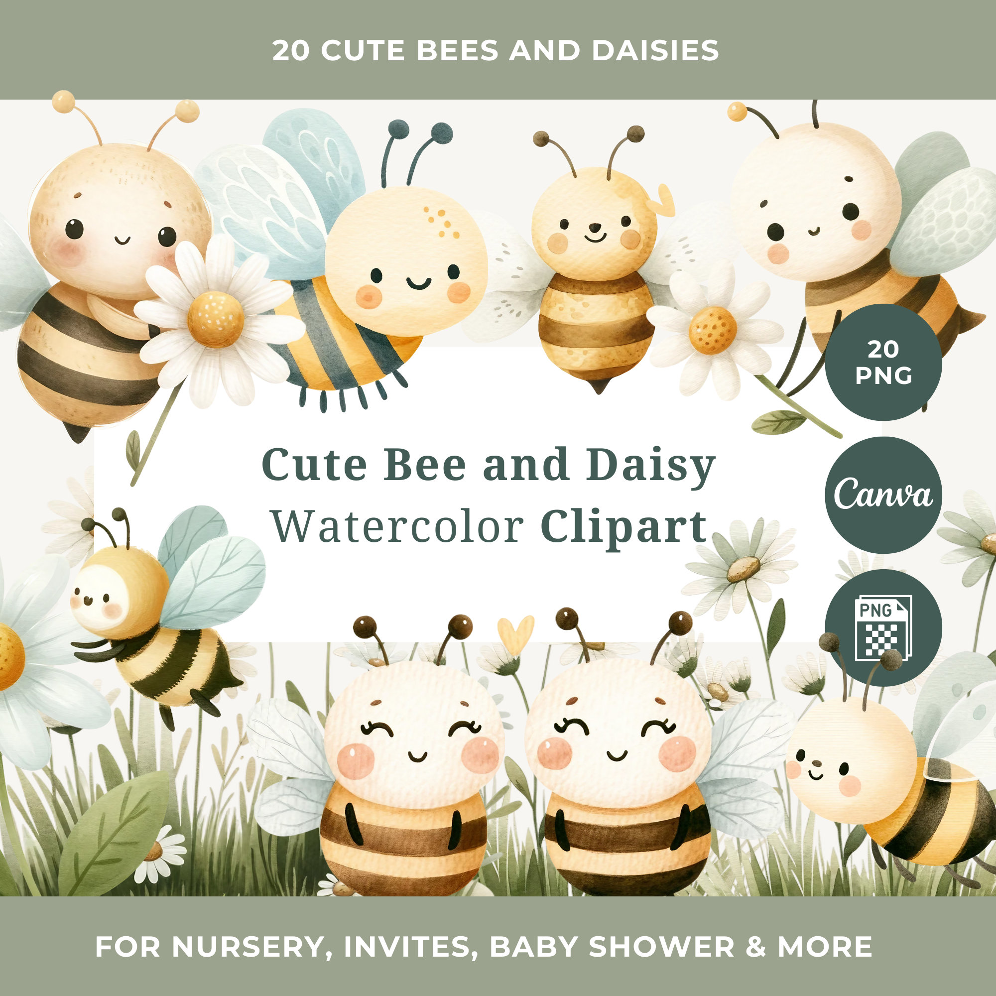 Watercolor Bee Clipart, Commercial Use, Spring Clipart, Transparent ...