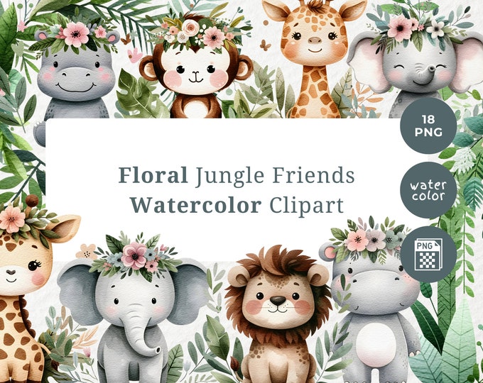 Safari Animals Clipart Watercolor, Jungle Safari Png, Baby Safari ...
