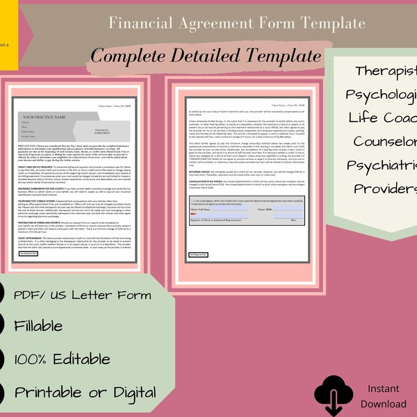 Financial Agreement Template - Etsy
