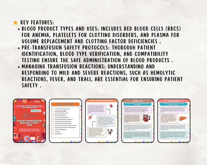 Blood Transfusion Nursing Study Guide, Hematology Nurse Notes, UPGRADED ...