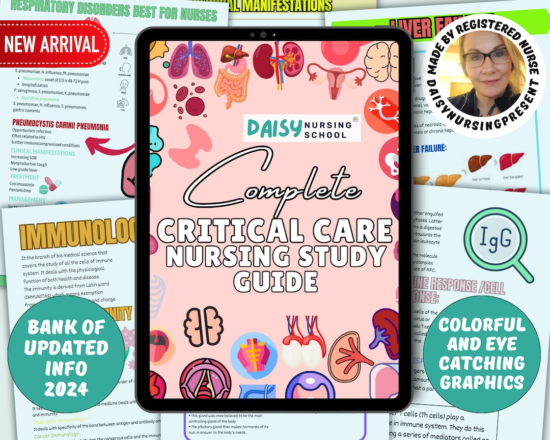 Critical Care Nursing 100+ PAGES, Nursing Study Guide, Nursing School ...
