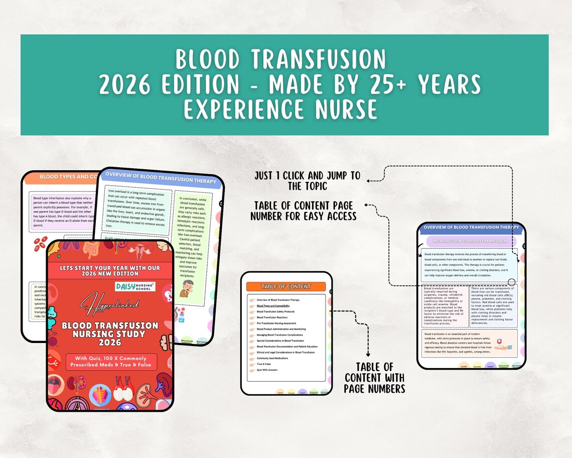 Blood Transfusion Nursing Study Guide, Hematology Nurse Notes, UPGRADED ...
