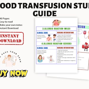 Blood Transfusion Nursing Study Guide, Nursing Bundle, Nursing School ...