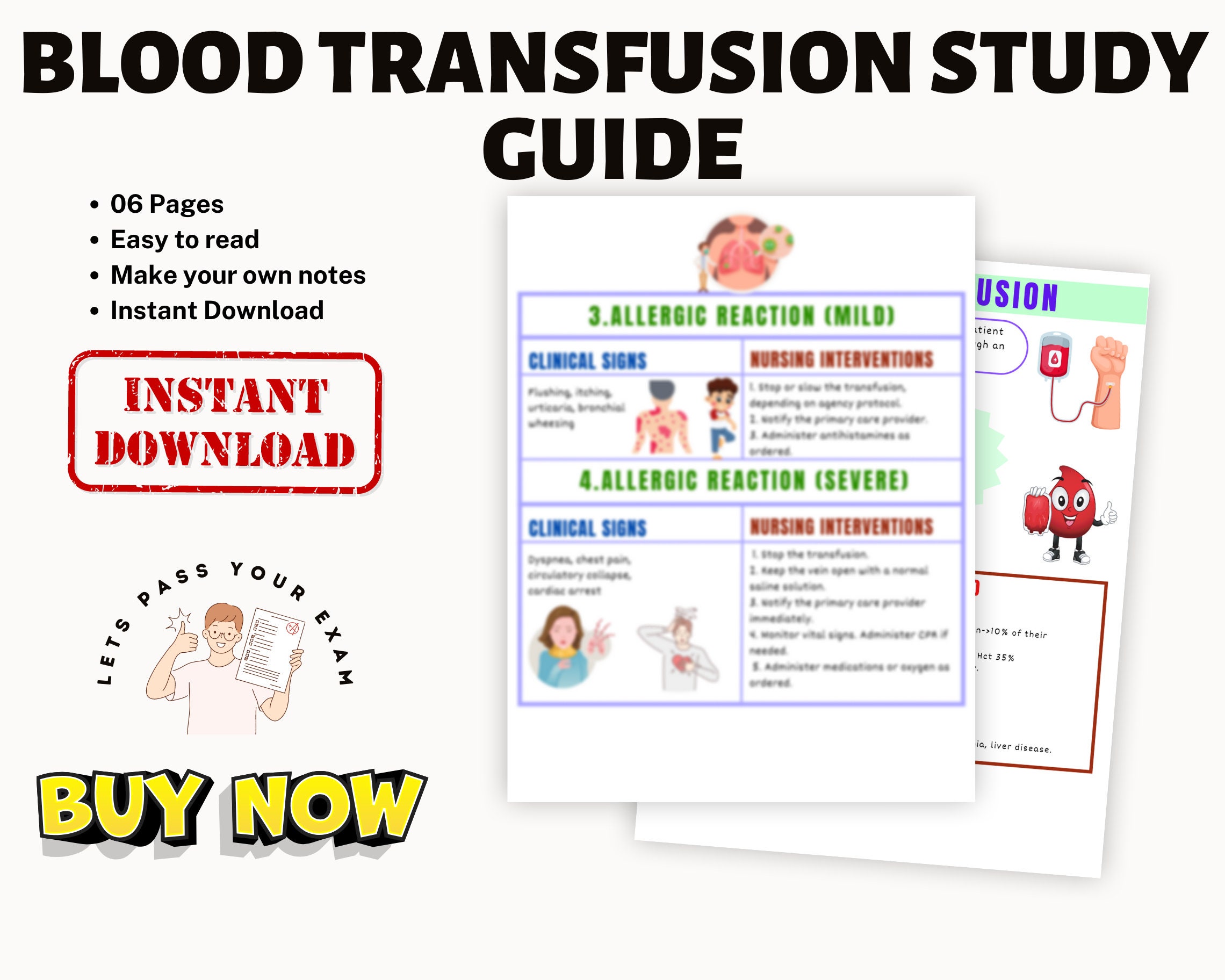 Blood Transfusion Nursing Study Guide, Nursing Bundle, Nursing School ...