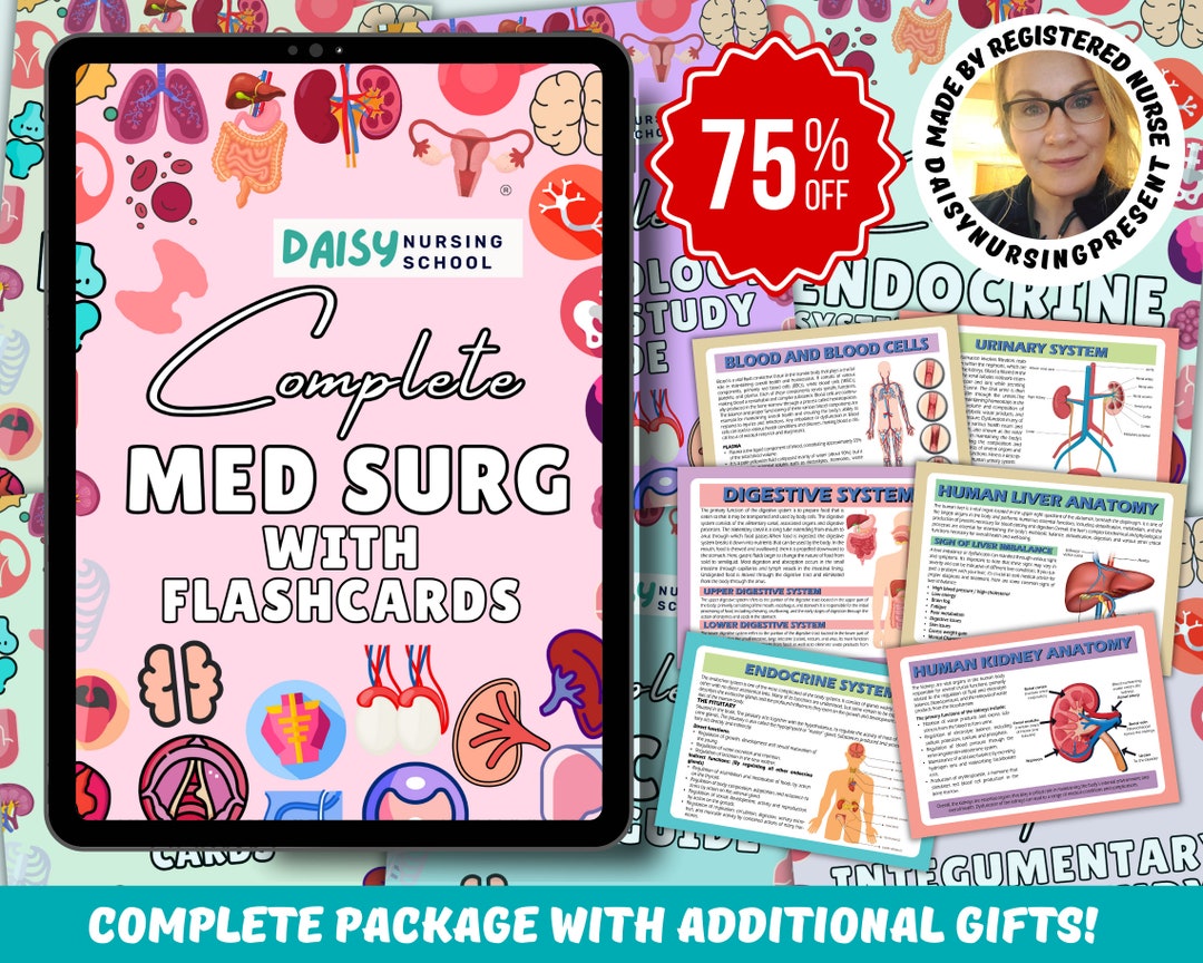 Med Surg Nursing Study Guide Bundle With Flashcards (digital Download ...
