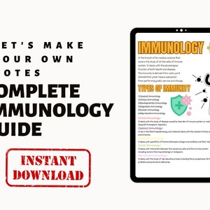 Immunology Nursing Notes: Immune System Study Guide (digital Download ...