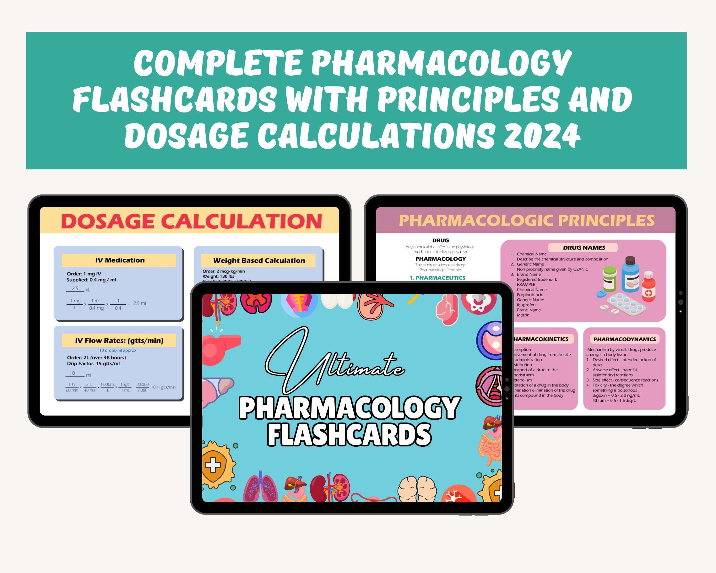 Nursing Pharmacology Flashcards Bundle: Revision Cards (instant ...
