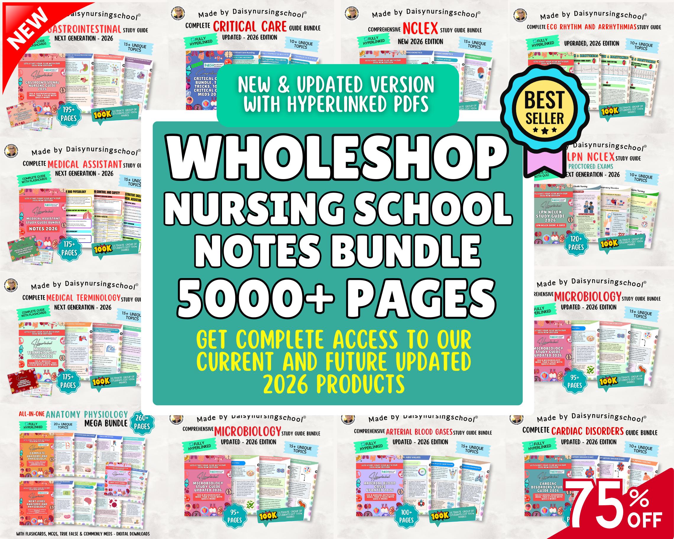 UPGRADED Nursing School Study Guide Bundle: Med Surg, Pharmacology ...