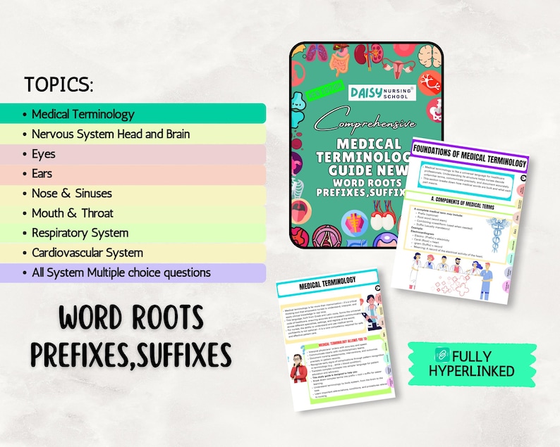 Medical Terminology Guide Word Roots Prefixes, Suffixes, Hyperlinked ...