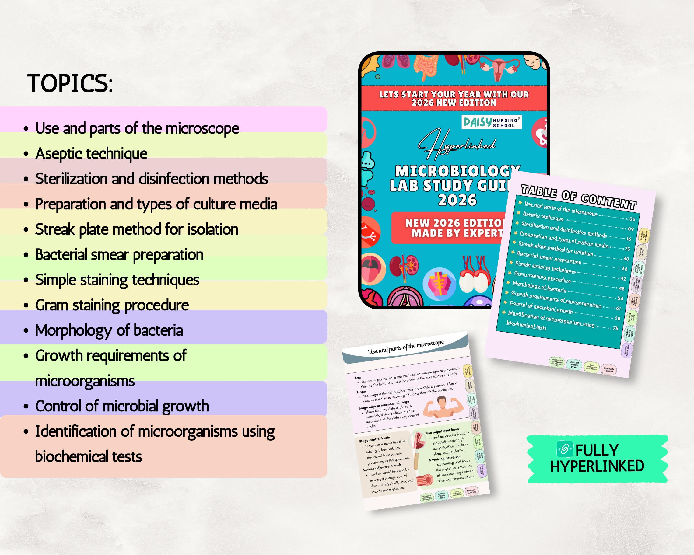 Microbiology Lab Study Guide, 110+ Pages, Quiz, Hyperlinked Notes 2026 ...
