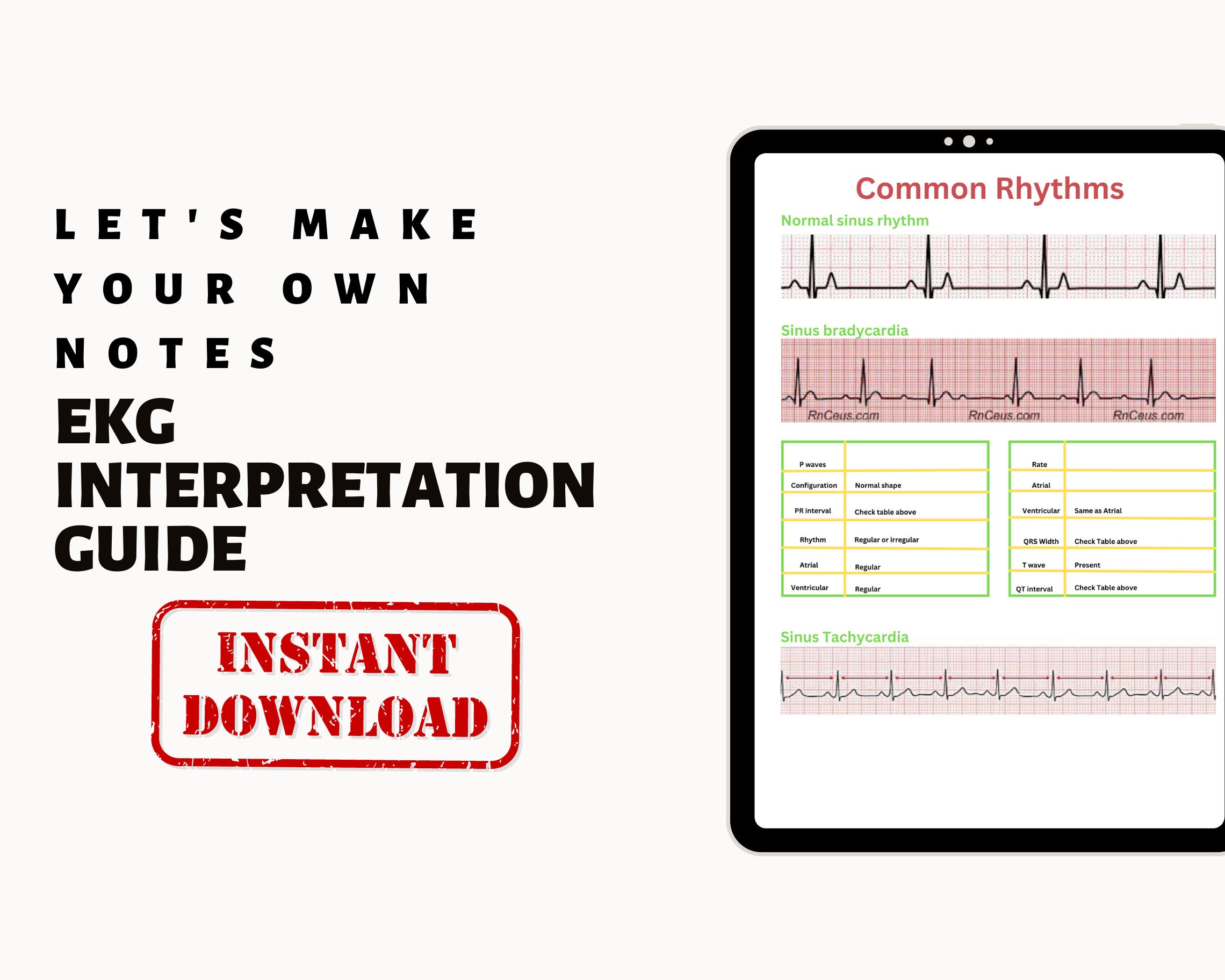 EKG Interpretation Nursing Study Guide, Cardiac Rhythms Cheat Sheet ...