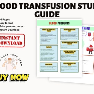 Blood Transfusion Nursing Study Guide, Nursing Bundle, Nursing School ...