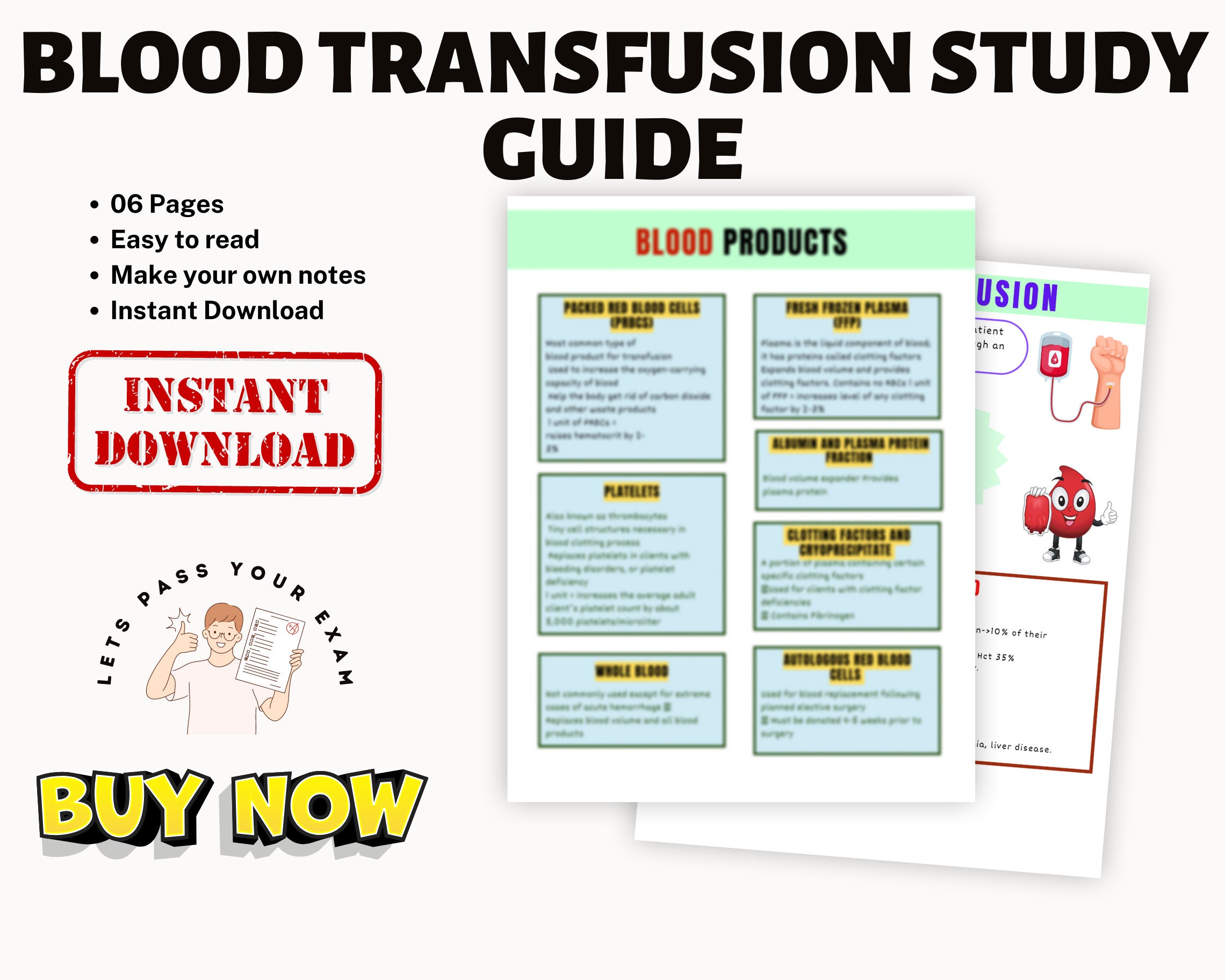Blood Transfusion Nursing Study Guide, Nursing Bundle, Nursing School ...