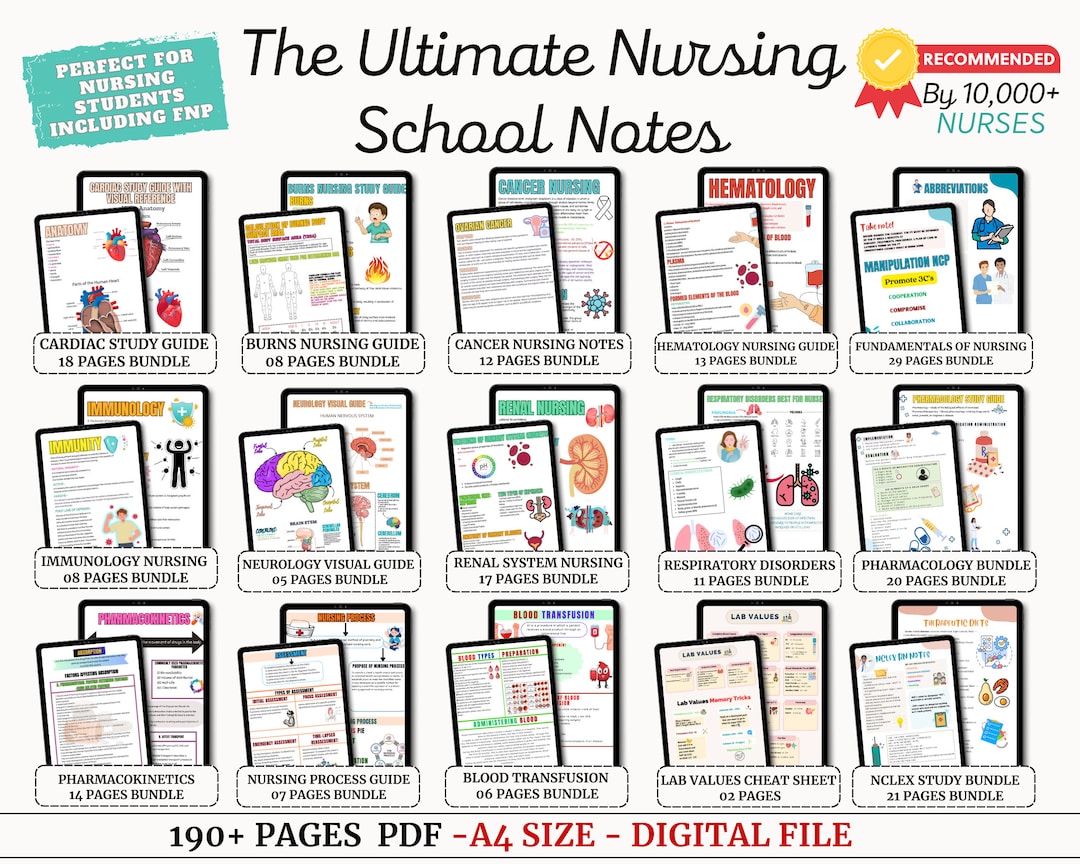 Ultimate Nursing School Notes Bundle: Med Surg, Pharmacology (digital ...