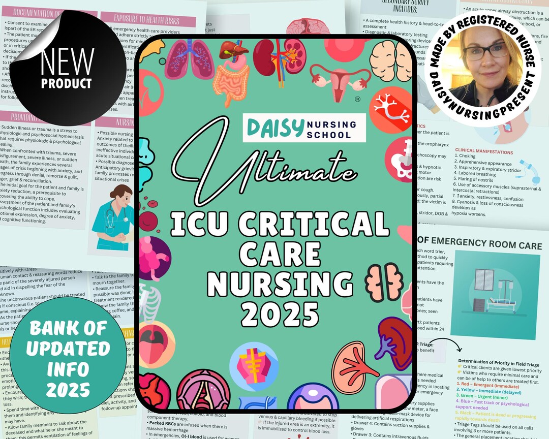 Critical Care Nursing Study Guide: ICU Nursing Notes (digital Download ...