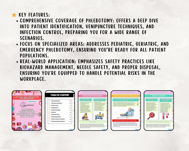 Phlebotomy Study Guide, 10+ Topics, Colorful and Concise, Hyperlinked ...