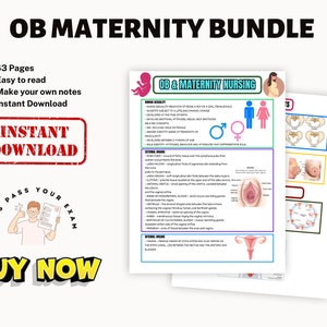 OB Maternity Pediatrics Nursing Notes Bundle (digital Download) - Etsy