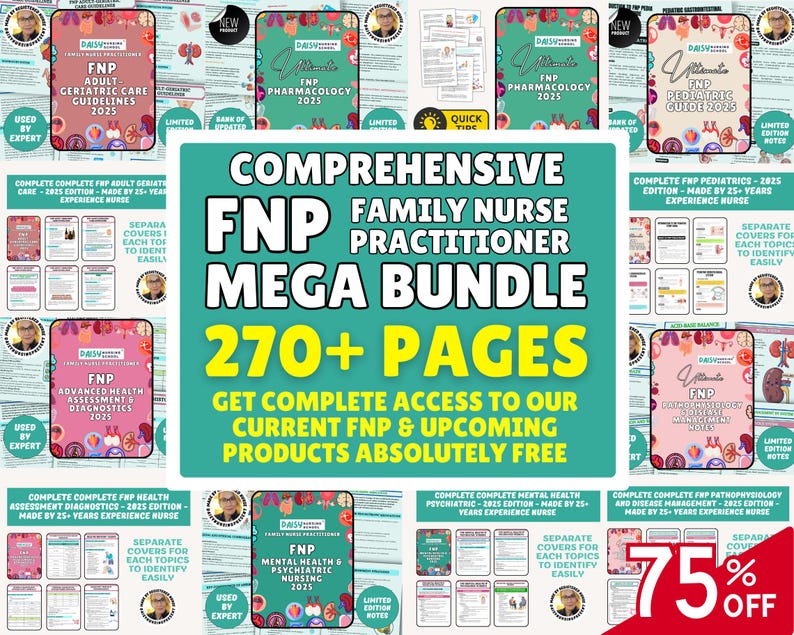 FNP Exam Mega Bundle: Disease, Pharmacology & Pediatric Review - Etsy