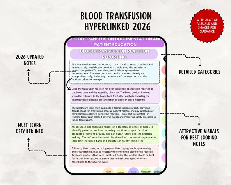 Blood Transfusion Nursing Study Guide, Hematology Nurse Notes, UPGRADED ...