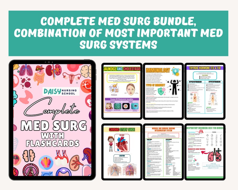 Med Surg Nursing Study Guide Bundle With Flashcards (digital Download ...