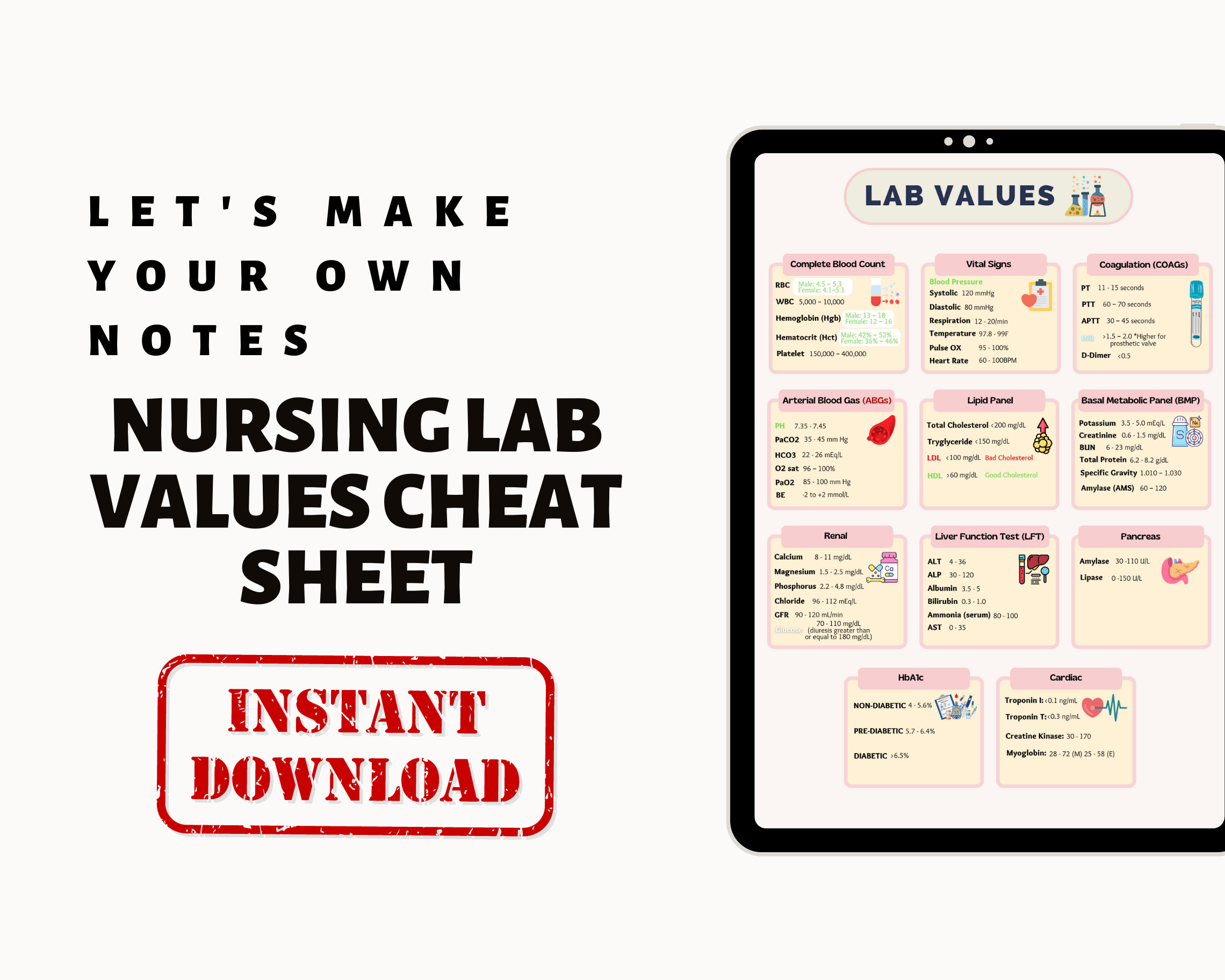 Lab Values Nursing Cheat Sheet, Laboratory Values, Nursing Cheat Sheet ...