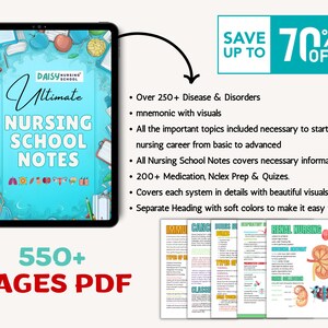 550+ Pages Nursing School Notes Bundle: Study Guides (digital Download ...