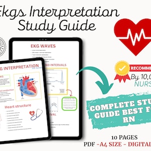 EKG Interpretation Nursing Study Guide: Cardiac Rhythms Cheat Sheet ...