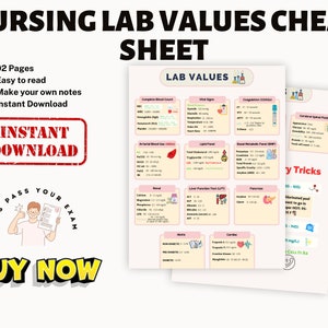 Lab Values Nursing Cheat Sheet, Laboratory Values, Nursing Cheat Sheet ...