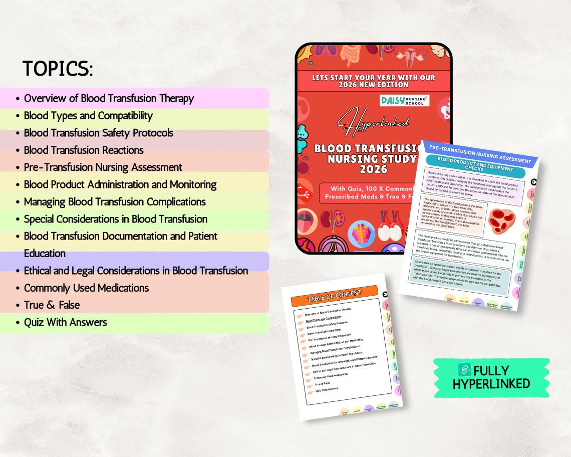 Blood Transfusion Nursing Study Guide, Hematology Nurse Notes, UPGRADED ...