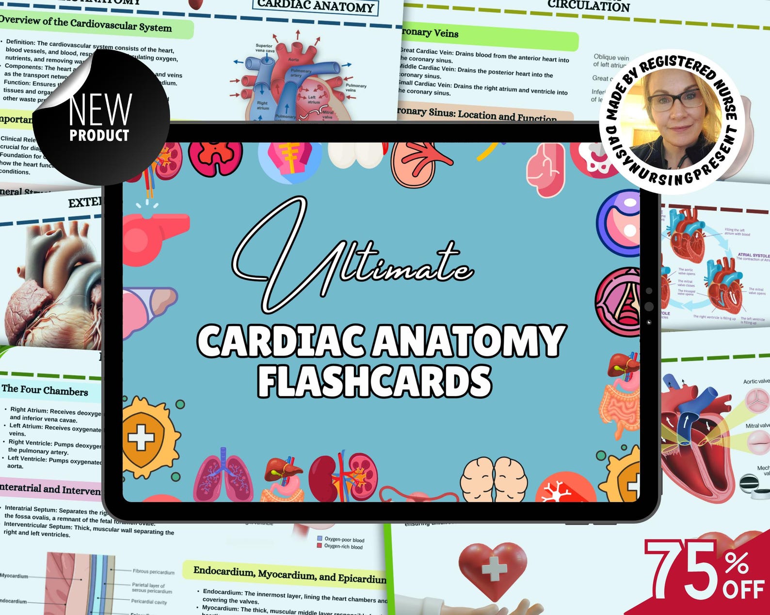 Cardiac Anatomy Flashcards: Cardiovascular System Study Guide (digital ...