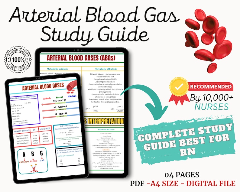 Arterial Blood Gases, Acid-base Balance, ABG Interpretation, Nursing Student Study Guide ...
