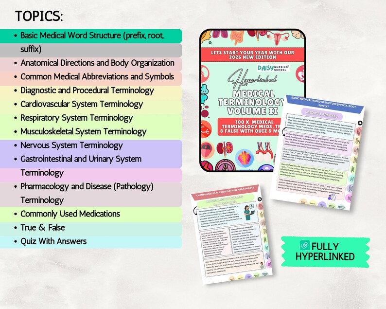 Medical Terminology Study Guide: Prefixes, Suffixes, 15+ Topics ...