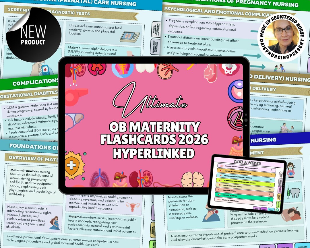 OB Maternity Nursing Notes Flashcards, 80+ Colorful Cards, Hyperlinked ...
