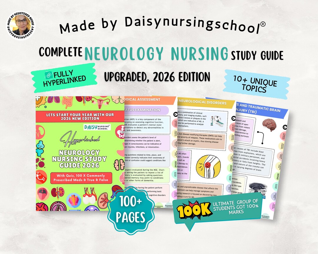 Neurology Nursing Study Guide: Neuro System Notes, 100+ Pages UPGRADED ...