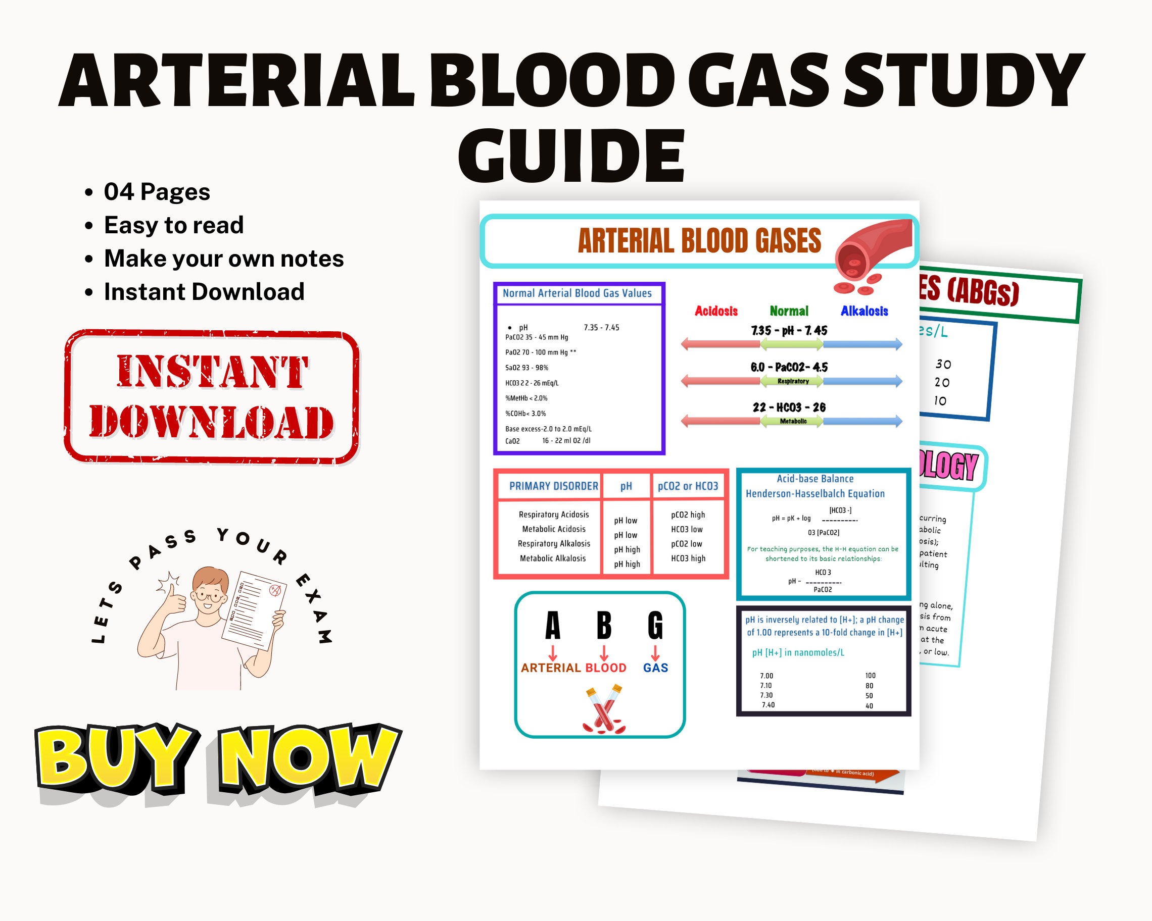 Arterial Blood Gases, Acid-base Balance, ABG Interpretation, Nursing ...